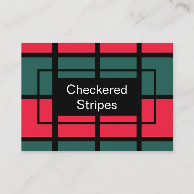 Red Green Black Checkered Stripes Pattern Business Card | Zazzle
