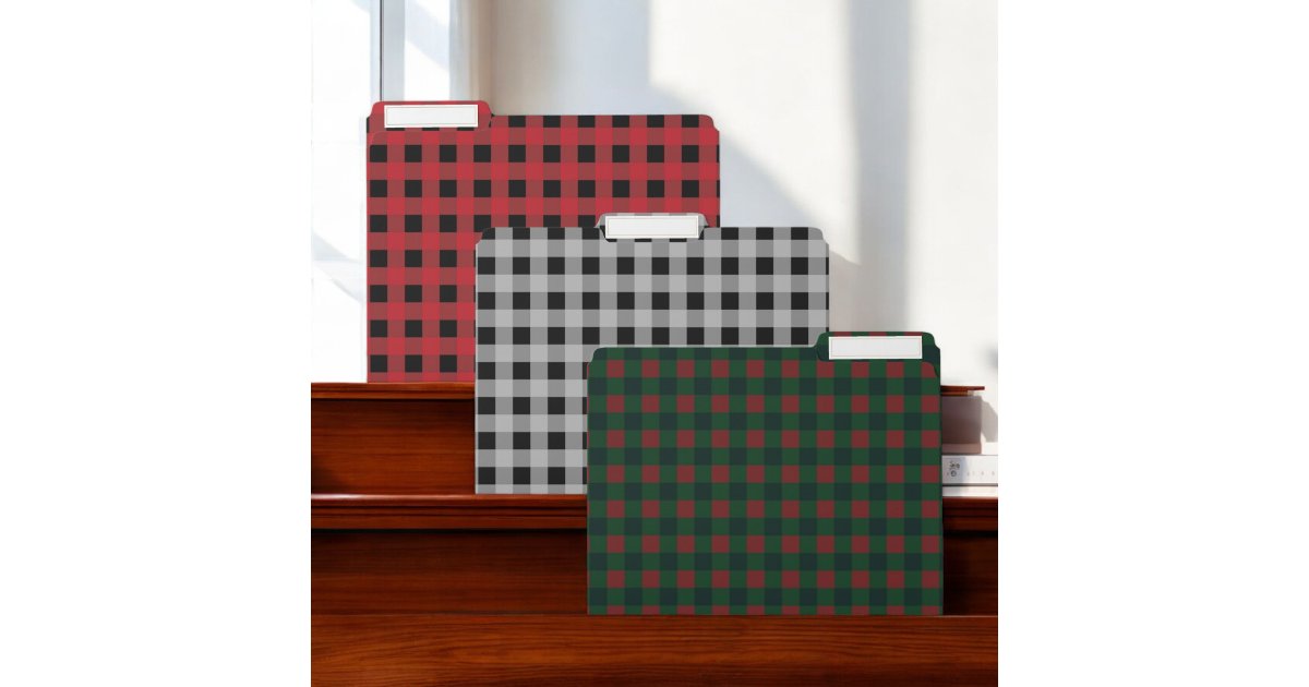 Red Green Black Grey Buffalo Plaid File Folder | Zazzle