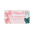 Red & Green Bows Pink Holiday Return Address Label | Zazzle