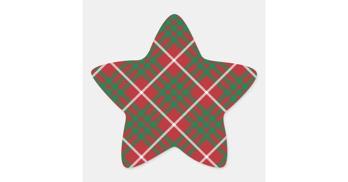 Red & Green Check Star Sticker | Zazzle