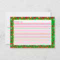 Red Green Christmas Pattern Recipe Card | Zazzle