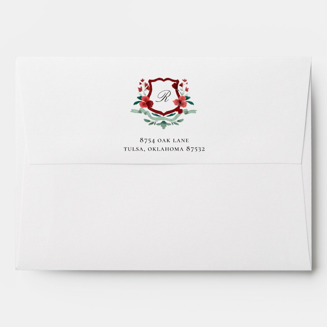 Red & Green Classic Christmas Crest Envelope | Zazzle