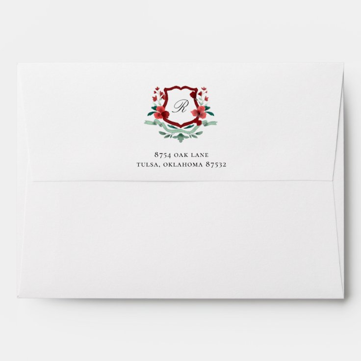 Red & Green Classic Christmas Crest Envelope | Zazzle