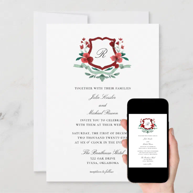 Red & Green Classic Christmas Wedding Invitation | Zazzle
