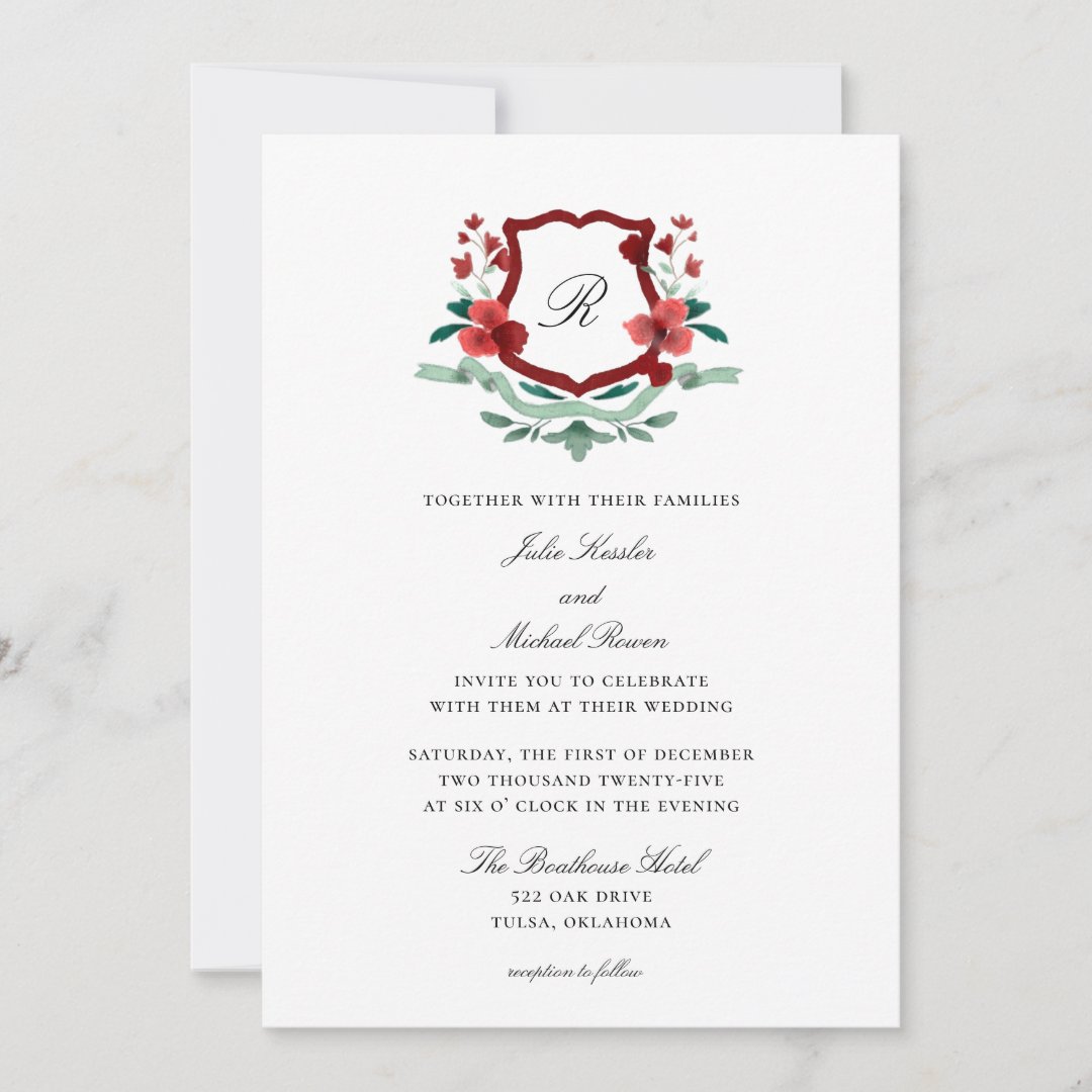 Red & Green Classic Christmas Wedding Invitation | Zazzle