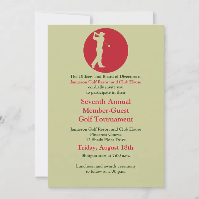 Red Green Corporate Golf Tournament Invitation | Zazzle
