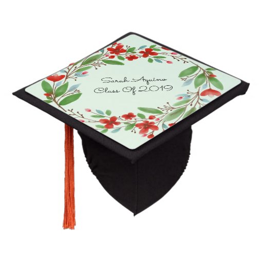 Red & Green Floral Graduation Wreath Class Year Graduation Cap Topper ...