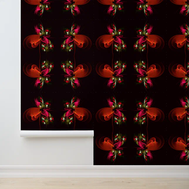 Red Green Floral Modern Abstract Art Pattern #02 Wallpaper | Zazzle