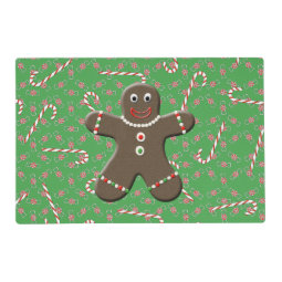 Red Green Gingerbread Man Christmas Name Michael Placemat | Zazzle