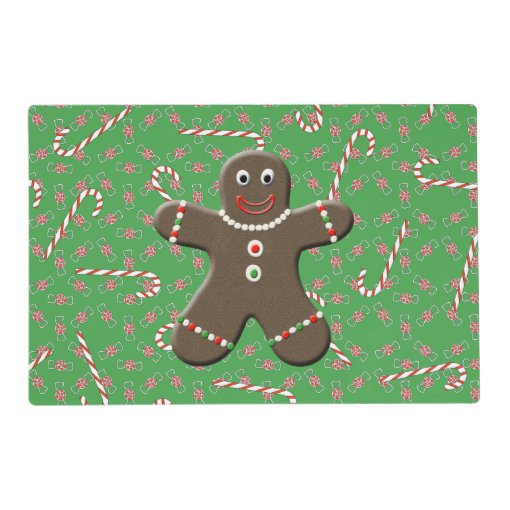 Red Green Gingerbread Man Christmas Name Michael Placemat | Zazzle