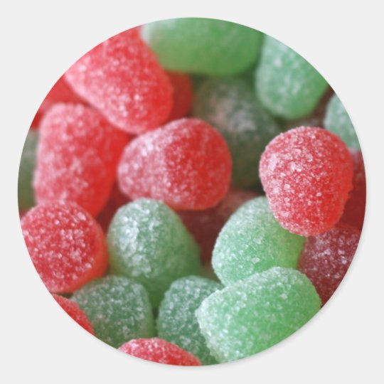 Red & Green Gumdrops Classic Round Sticker | Zazzle.com