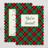 Red Green Holiday Retro Plaid Custom Invitations | Zazzle