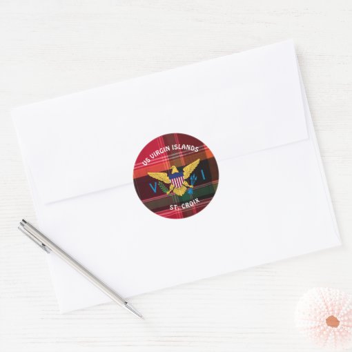 Red Green Madras Virgin Islands Flag Personalize Classic Round Sticker ...