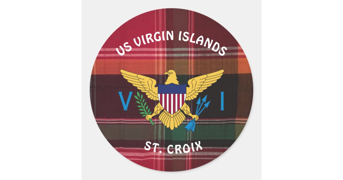 Red Green Madras Virgin Islands Flag Personalize Classic Round Sticker ...