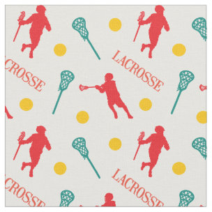 Hot Pink on Black Lacrosse Sticks & Hearts Pattern Fabric | Zazzle