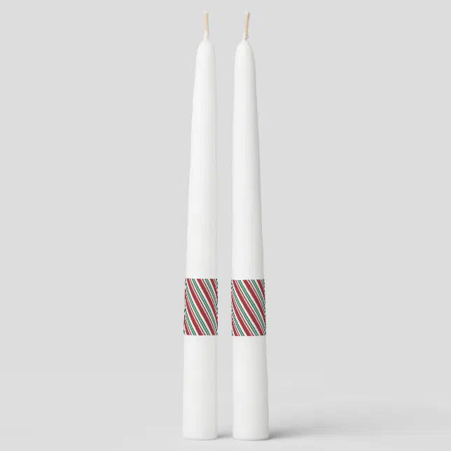 Red & Green Peppermint Stripe Taper Candle | Zazzle