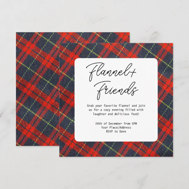 Red Green Plaid Flannel & Friends Christmas Party Invitation | Zazzle
