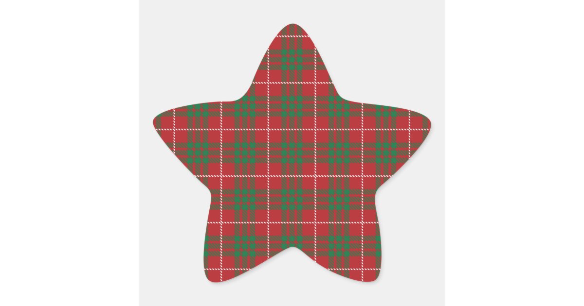 Red & Green Plaid Star Sticker | Zazzle