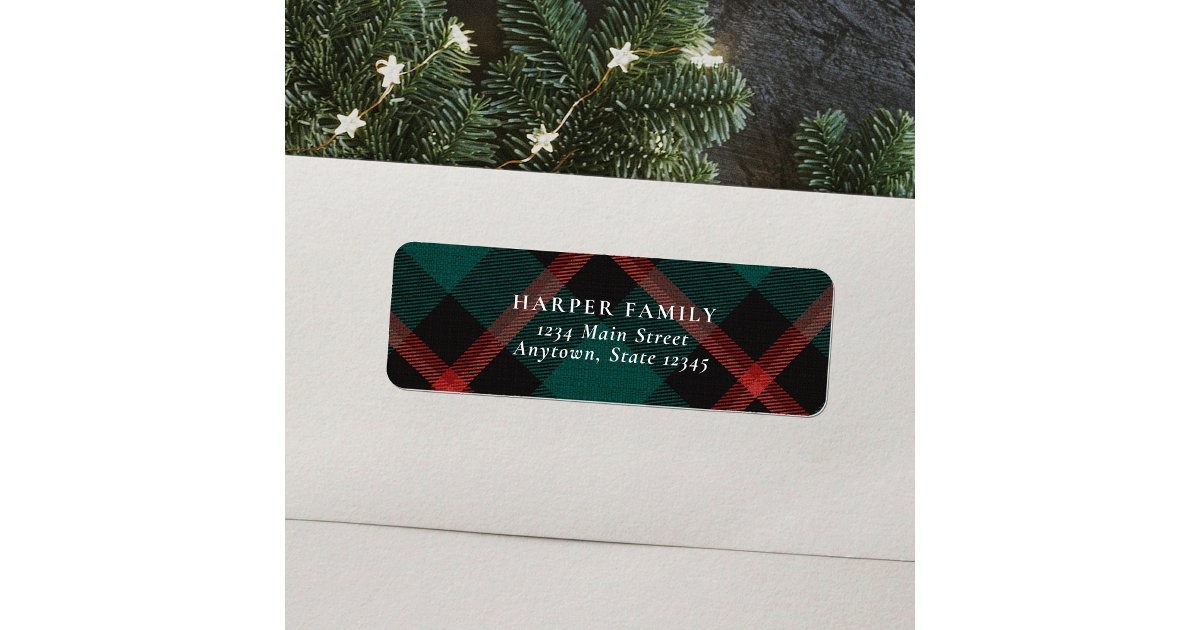 Red Green Plaid Tradition Label | Zazzle