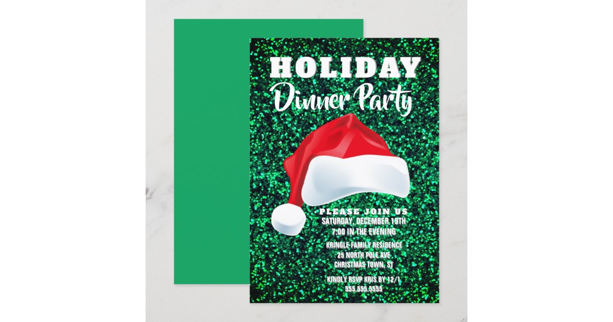 Red Green Santa Christmas Dinner Party Invitation | Zazzle