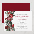 Red Green Traditional Foliage Christmas Party Invitation | Zazzle