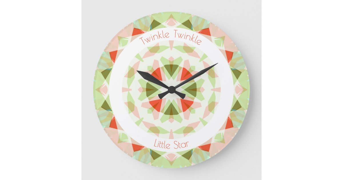 Red Green Twinkle Little Star Baby Girl Nursery Large Clock | Zazzle