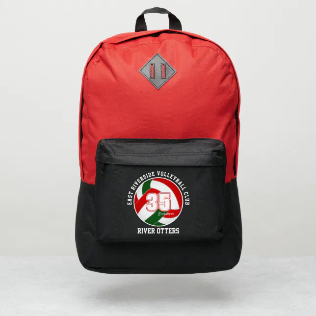 red green volleyball player name team colors port authority® backpack ...
