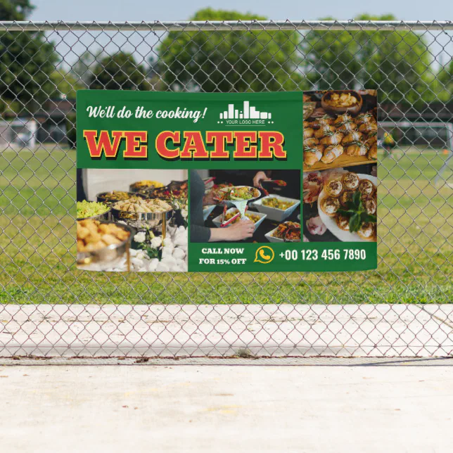 Red Green We Cater Catering Promo Logo 3 Photo Banner | Zazzle