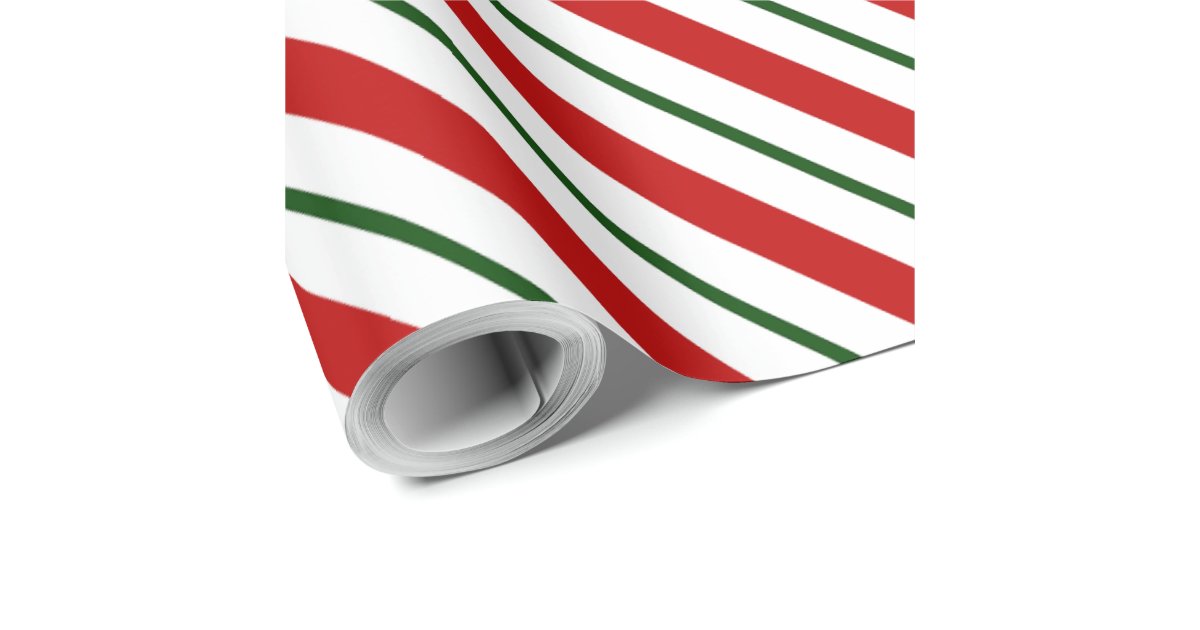 Red Green & White Candy Cane Christmas Wrapping Paper | Zazzle