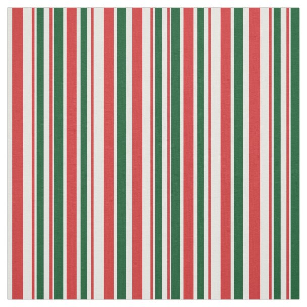 Red, green and white striped pattern fabric | Zazzle