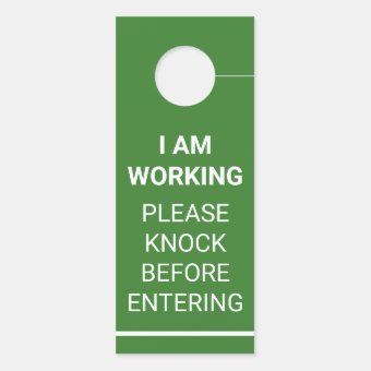 Red Green Work From Home Don't Disturb Door Hanger | Zazzle