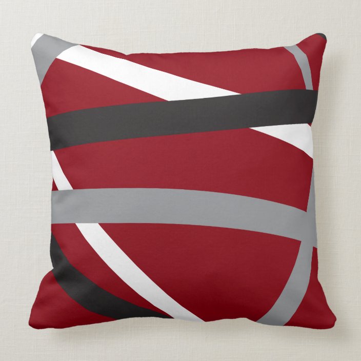 RED GREY BLACK STRIPES DESIGN Retro Throw Pillow | Zazzle.com