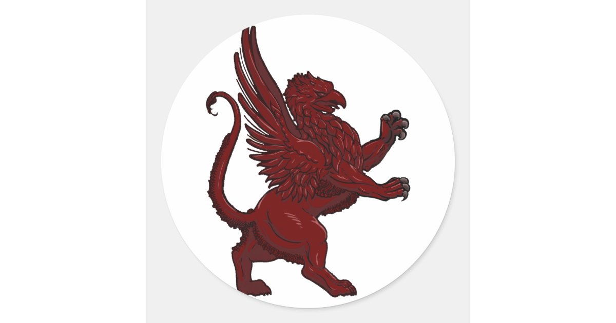 Red Griffin Classic Round Sticker | Zazzle