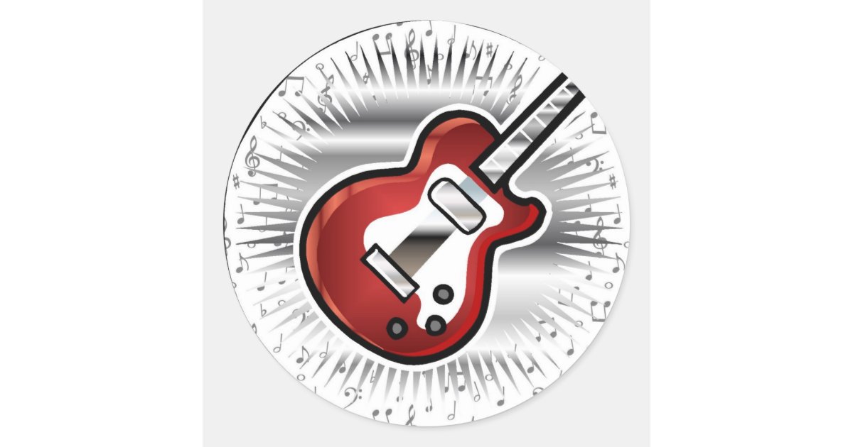 Red Guitar Classic Round Sticker | Zazzle