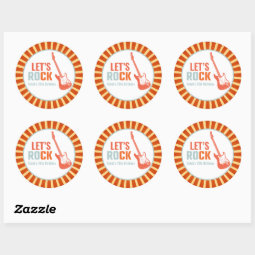 Red Guitar Rock and Roll Rockstar Birthday Classic Round Sticker | Zazzle
