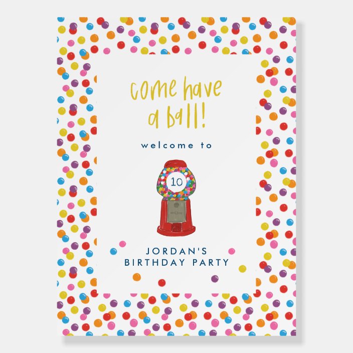 Red Gumball Machine Candy Bubble Gum Birthday Sign | Zazzle.com