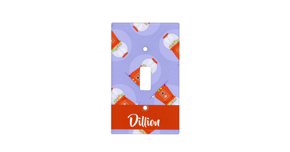 Red gumball machine on blue light switch cover | Zazzle