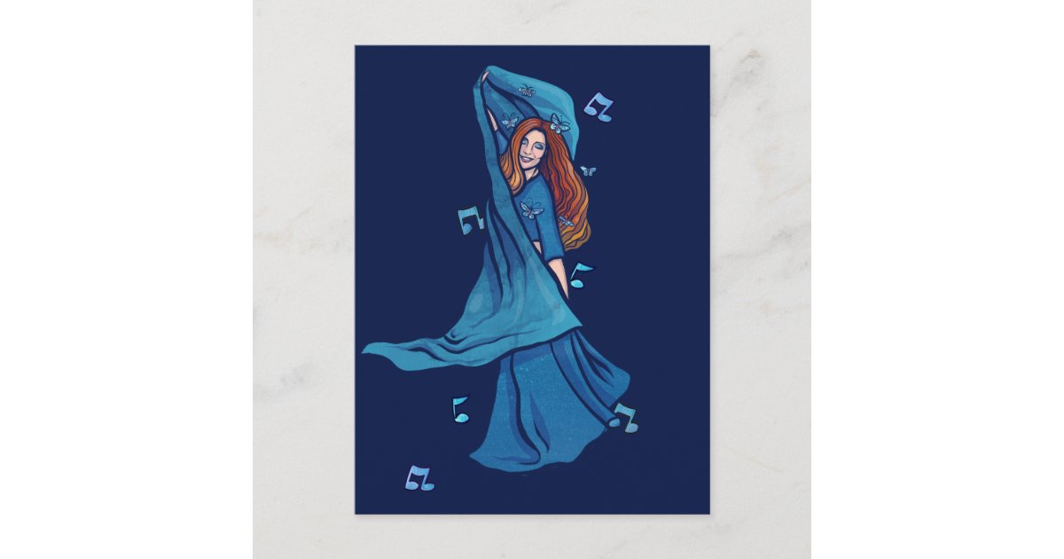 Red Hair Belly Dancer art Belly Dancing Redhead Postcard | Zazzle