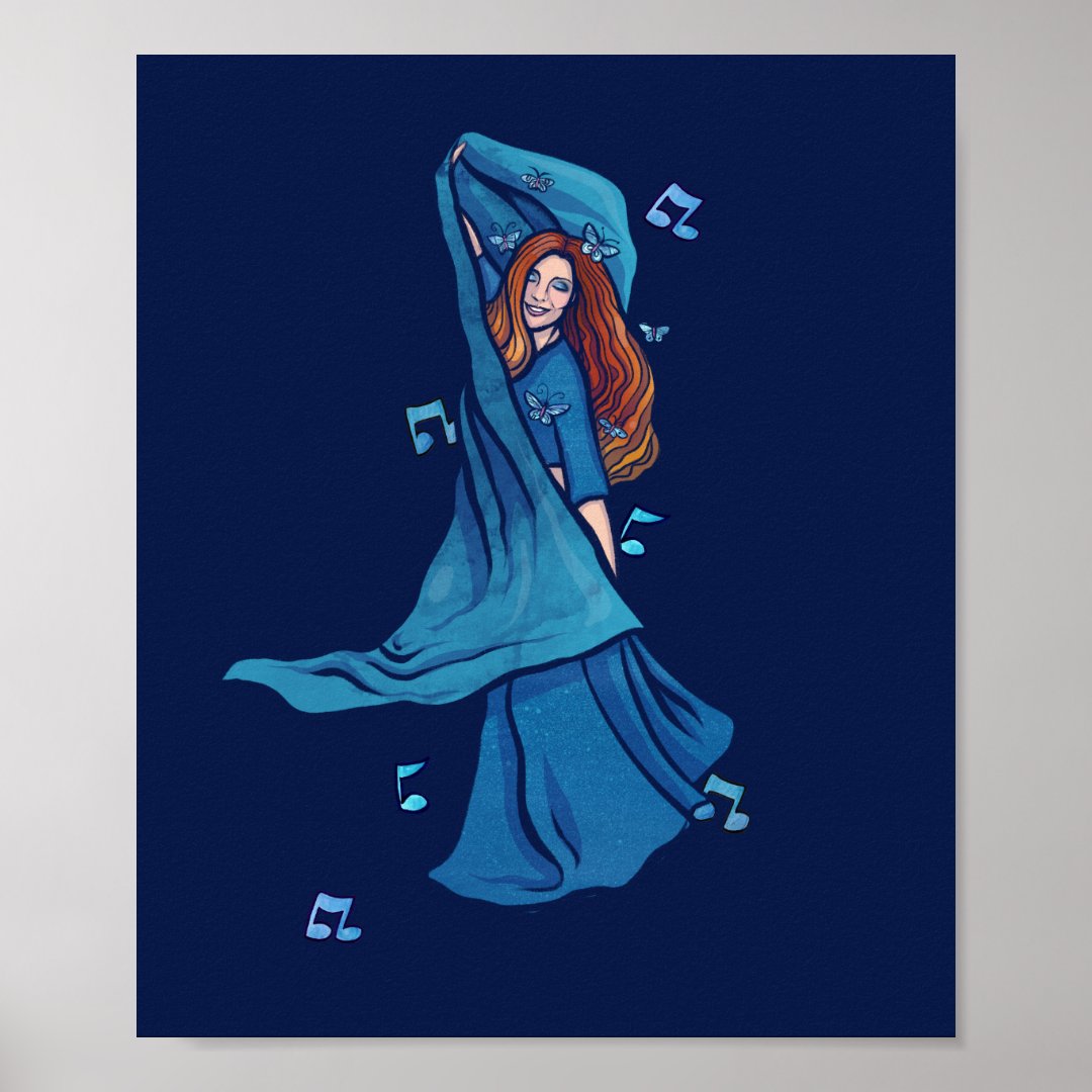Red Hair Belly Dancer art Belly Dancing Redhead Poster | Zazzle