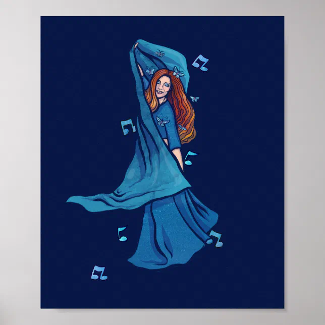 Red Hair Belly Dancer art Belly Dancing Redhead Poster | Zazzle