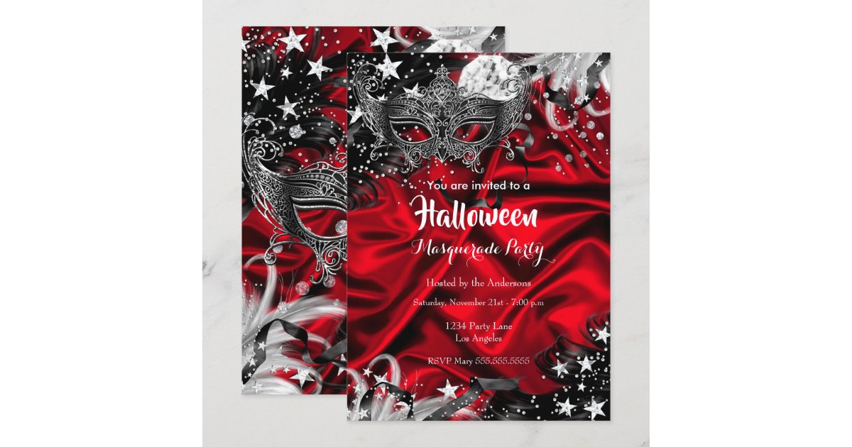 Red Halloween Magical Night Masquerade Party Invitation | Zazzle