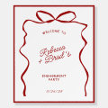 Red Hand Drawn Bow Engagement Party Welcome Sign | Zazzle