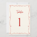 Red Hand Drawn Frame Table Number | Zazzle