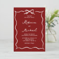 Red Hand Drawn White Bow QR Code Photo Wedding Invitation | Zazzle