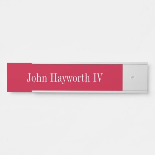 Red Hanging Desk Door Wall Cubical Name Plate | Zazzle