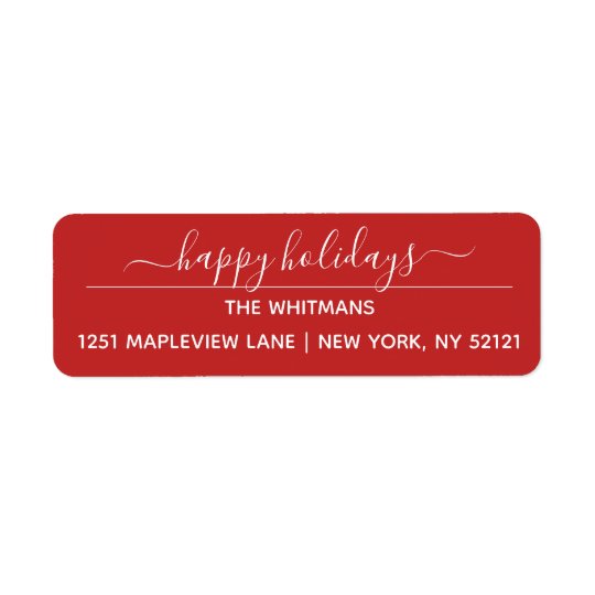 Red Happy Holidays Return Address Label | Zazzle.com