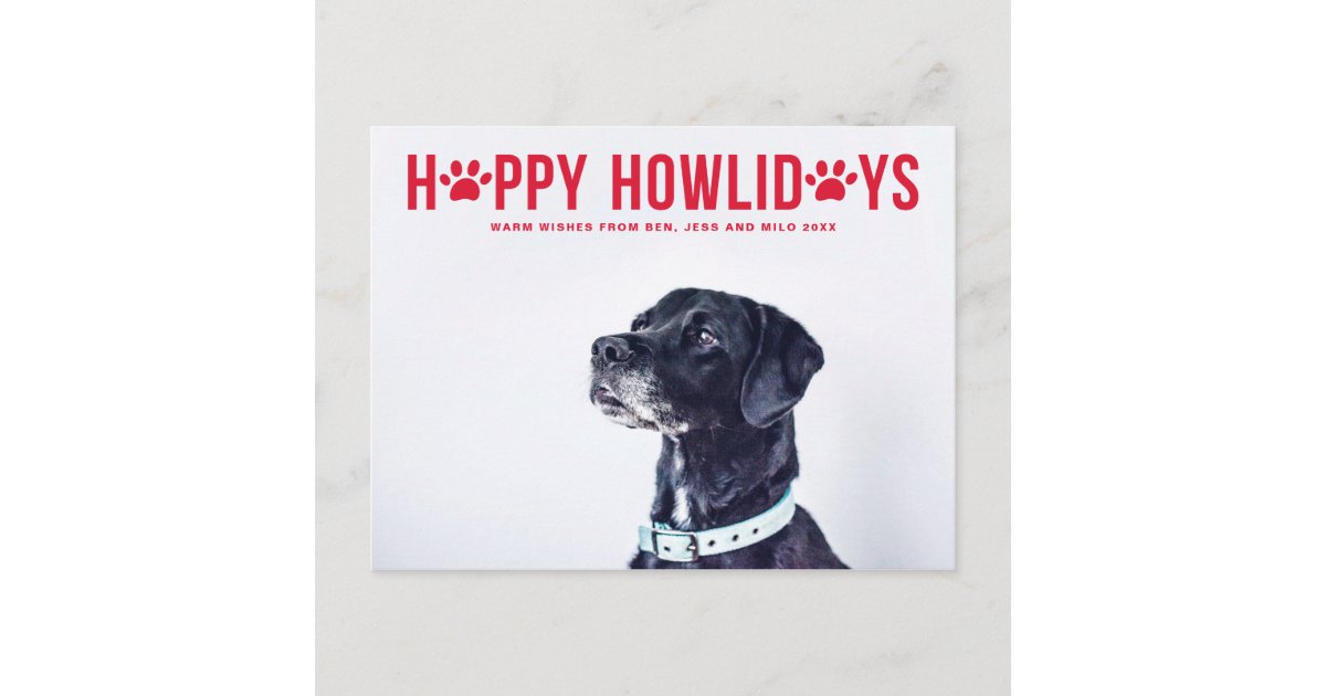 Red Happy Howlidays Modern Typography Pet Holiday | Zazzle