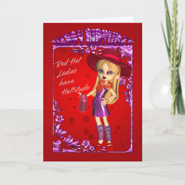 Red Hat Birthday Card Hattitude | Zazzle