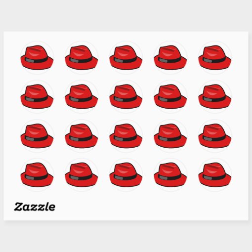 Red Hat Fedora Classic Round Sticker | Zazzle