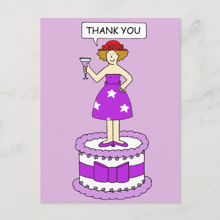 Red Hat Ladies Thank you Postcard | Zazzle